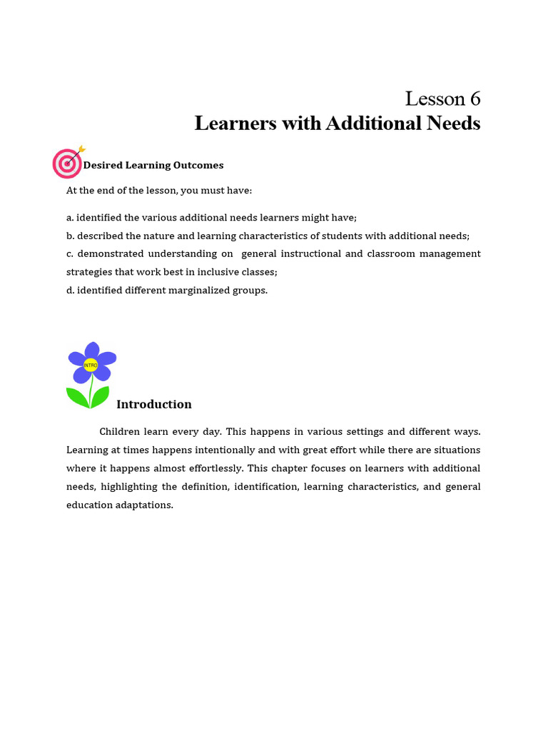 MODULE 2 LESSON 6 FOUNDATION OF SPECIAL AND INCLUSIVE EDUCATION ...