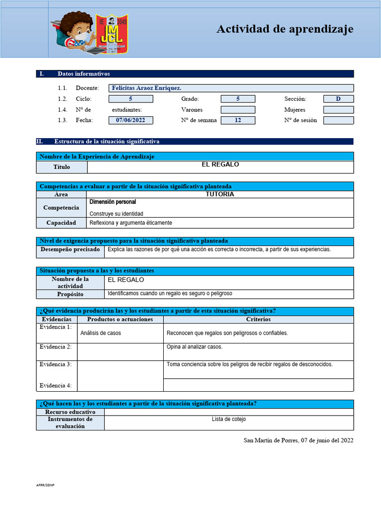 Actividad de Aprendizaje-Tutoría - 07 Junio | Descargar gratis PDF ... Actividad de Aprendizaje-Tutoría - 07 Junio | Descargar gratis PDF ...