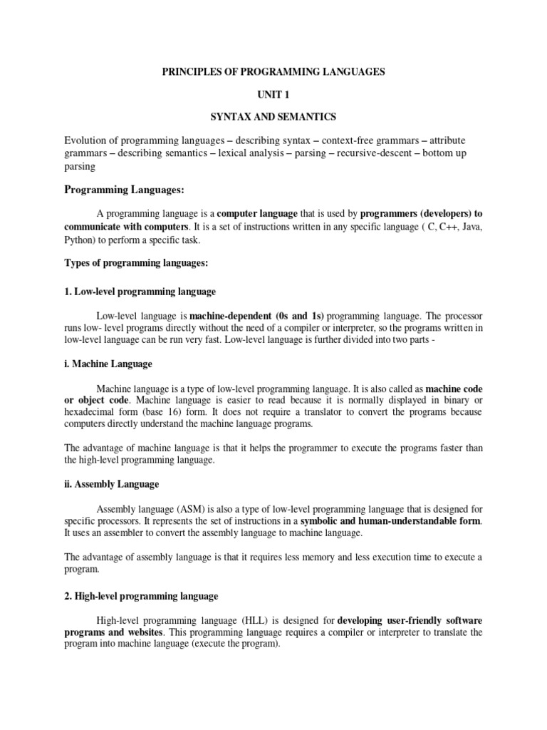 Principles Of Programming Languages Notes Pdf Variable Computer Science Scope Computer