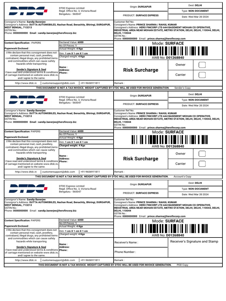 Shipping Label D01268840 | PDF | Mail
