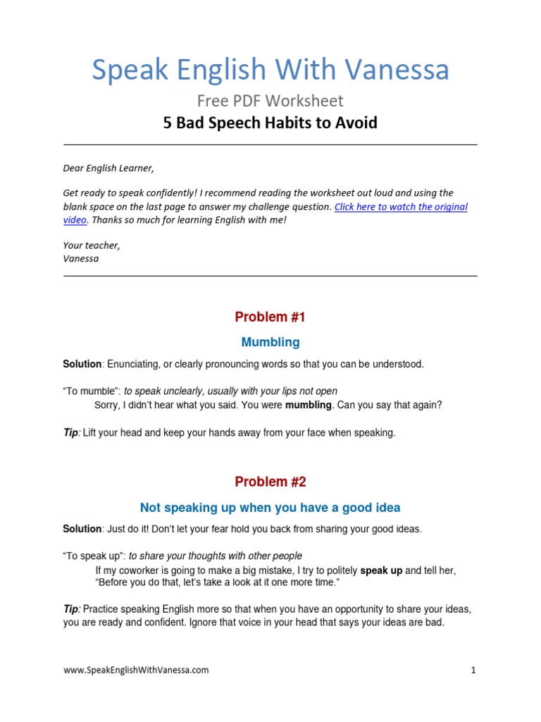 Avoid 5 Common English Speaking Mistakes | PDF | Profanity | English ...