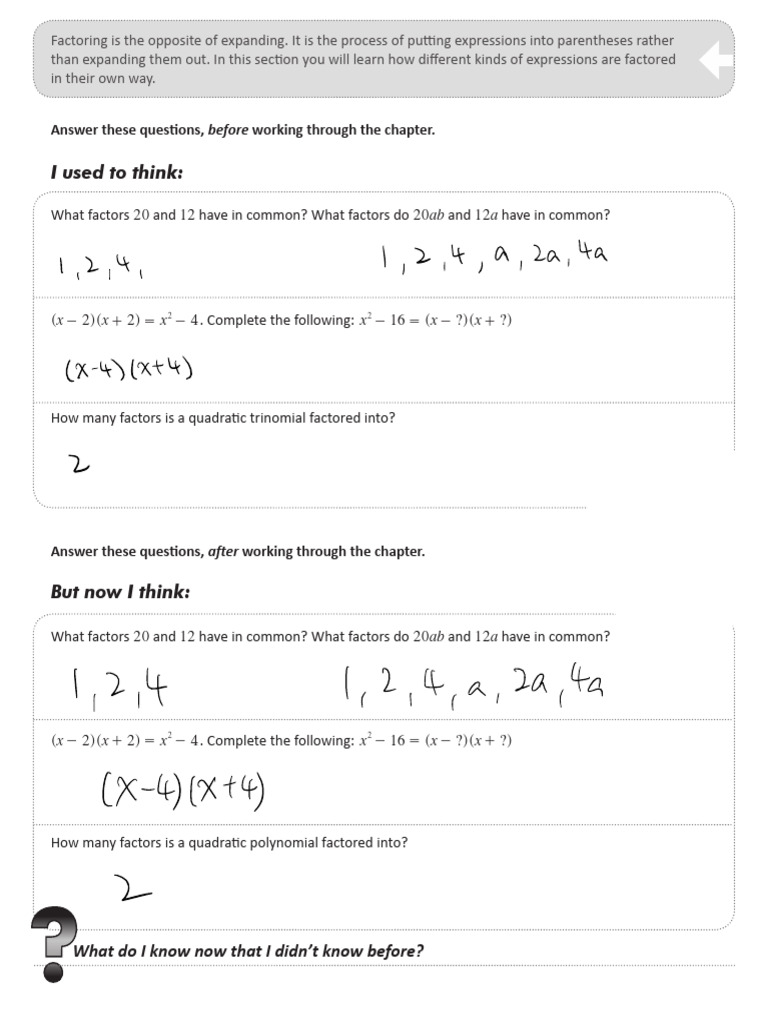 G10 Factorization and Algebraic Fractions 2 | PDF | Factorization ...