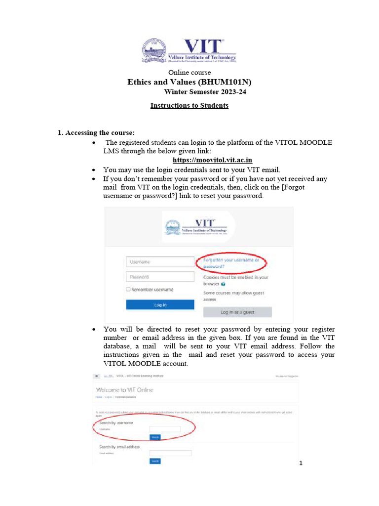 VITOL Instructions To Students | PDF