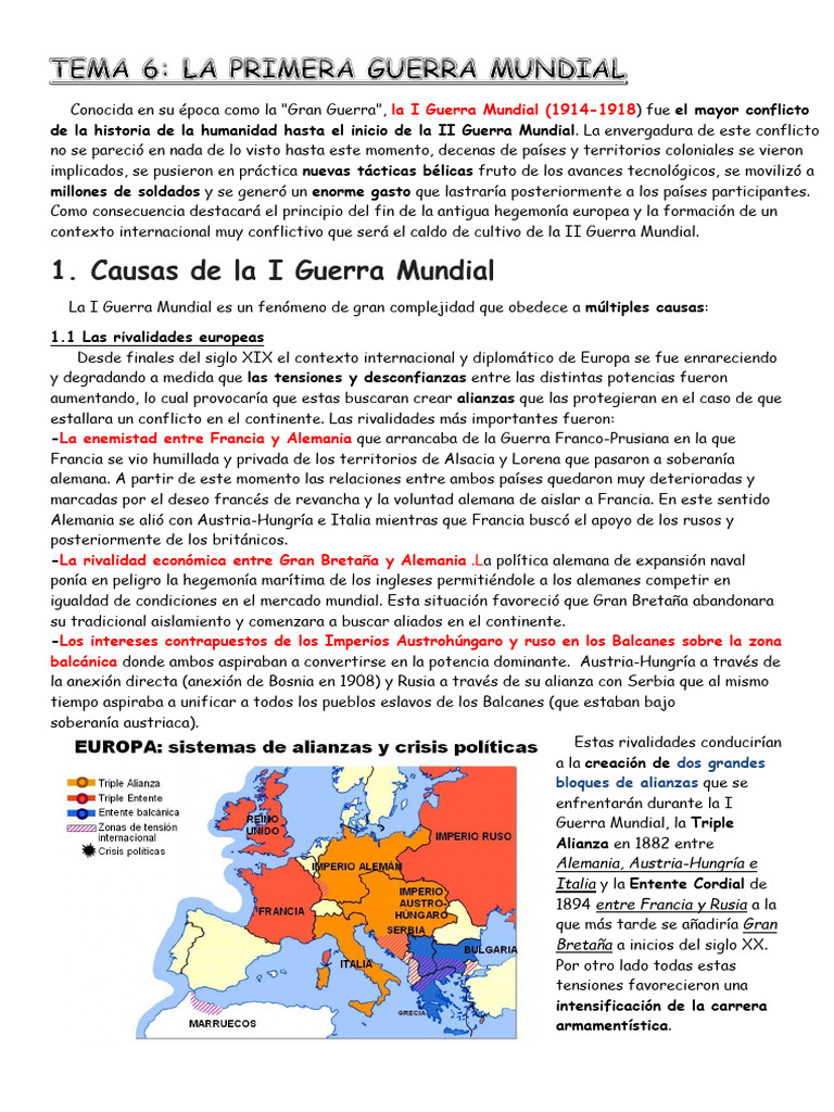 Primera Guerra Mundial Resumen II | PDF | Austria Hungría | Imperio ruso