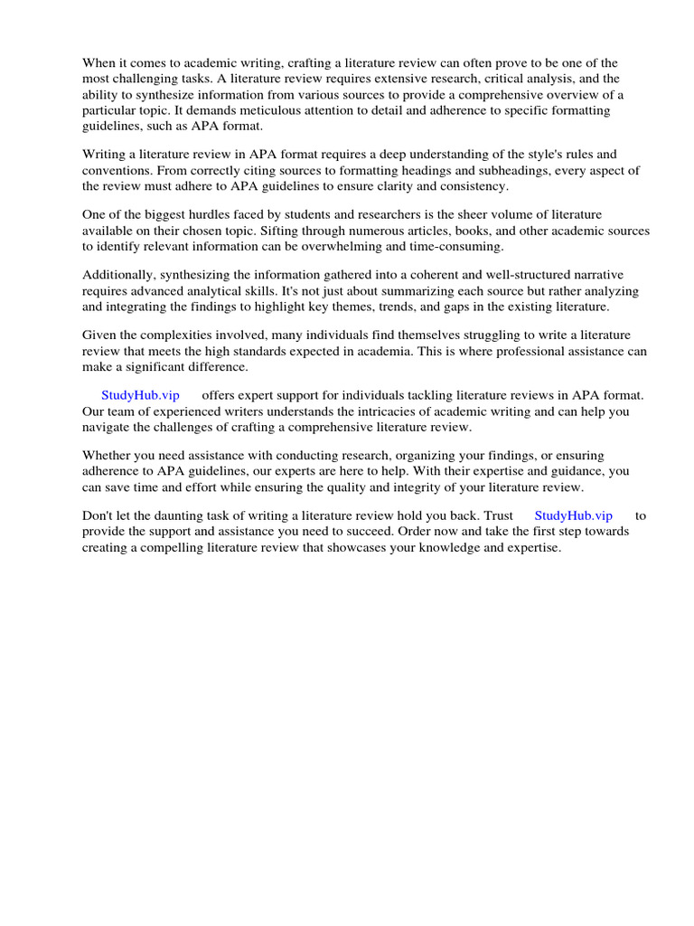 Literature Review Apa Format Examples | PDF Literature Review Apa Format Examples | PDF