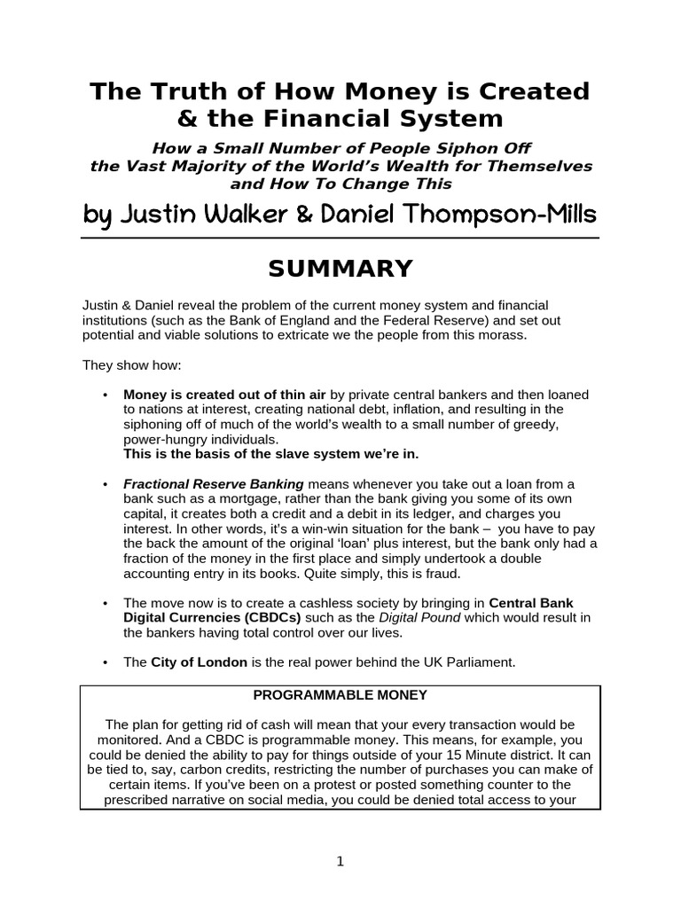 The Truth of How Money Is Created - Justin Walker and Daniel Thompson ...