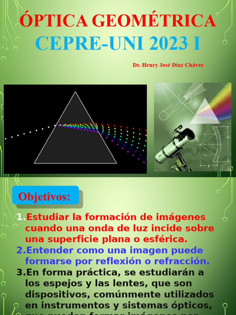 Optica geometrica CEPREUNI | PDF | Espejo | Óptica
