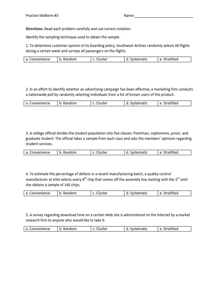 Sampling Techniques and Data Analysis Exam | PDF | Sampling (Statistics ...