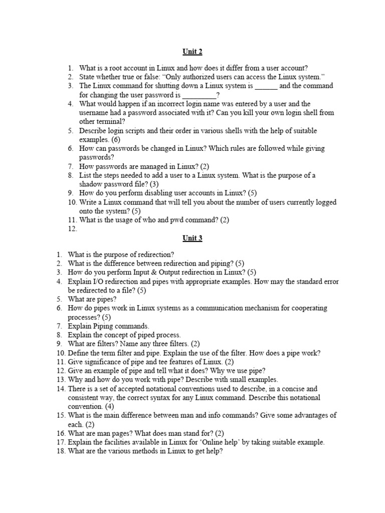 Linux Questions Unit Wise | PDF | Domain Name System | Ip Address