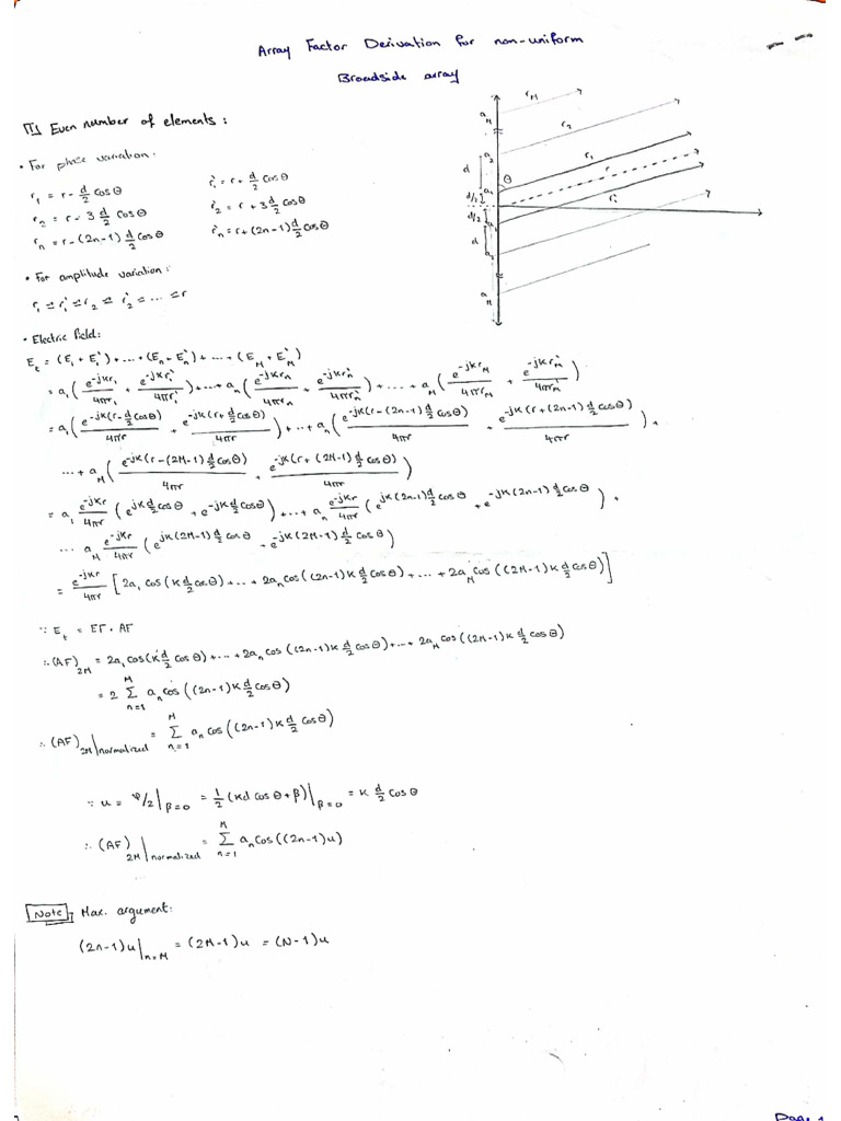 array factor derivation for even and odd number of elements | PDF array factor derivation for even and odd number of elements | PDF