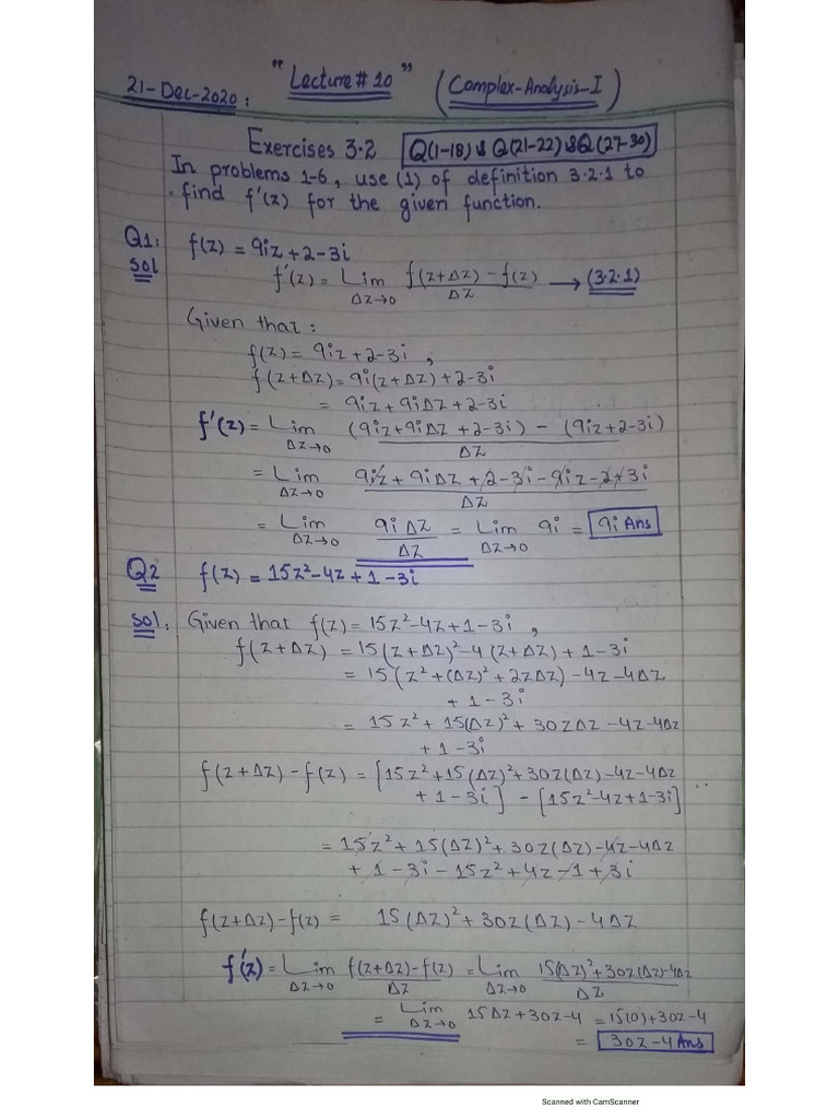 Complex Analysis 3.2 Exercise | PDF