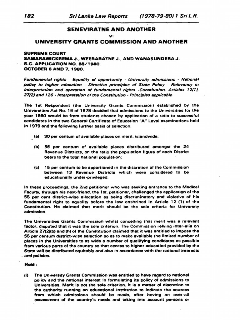 Sllr-1978!79!80-V1-Seneviratne and Another-V. University Grants ...