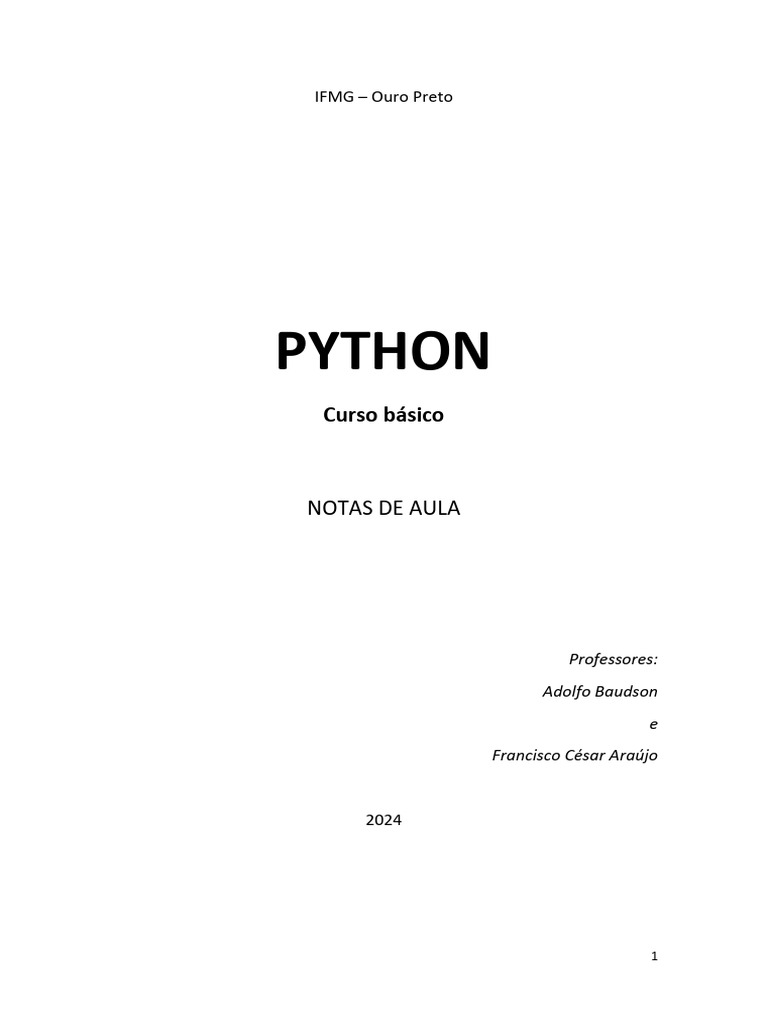 Notas de Aula PYTHON 090124 | PDF | Python (linguagem de programação ...
