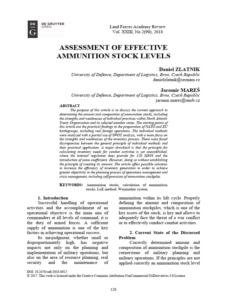 Assessment of Effective Ammunition Stock Levels | PDF | Military ...