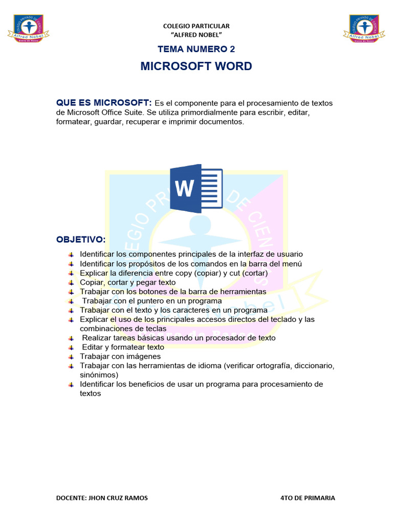 MC Word Tema 2 | Descargar gratis PDF | Microsoft Word | Microsoft