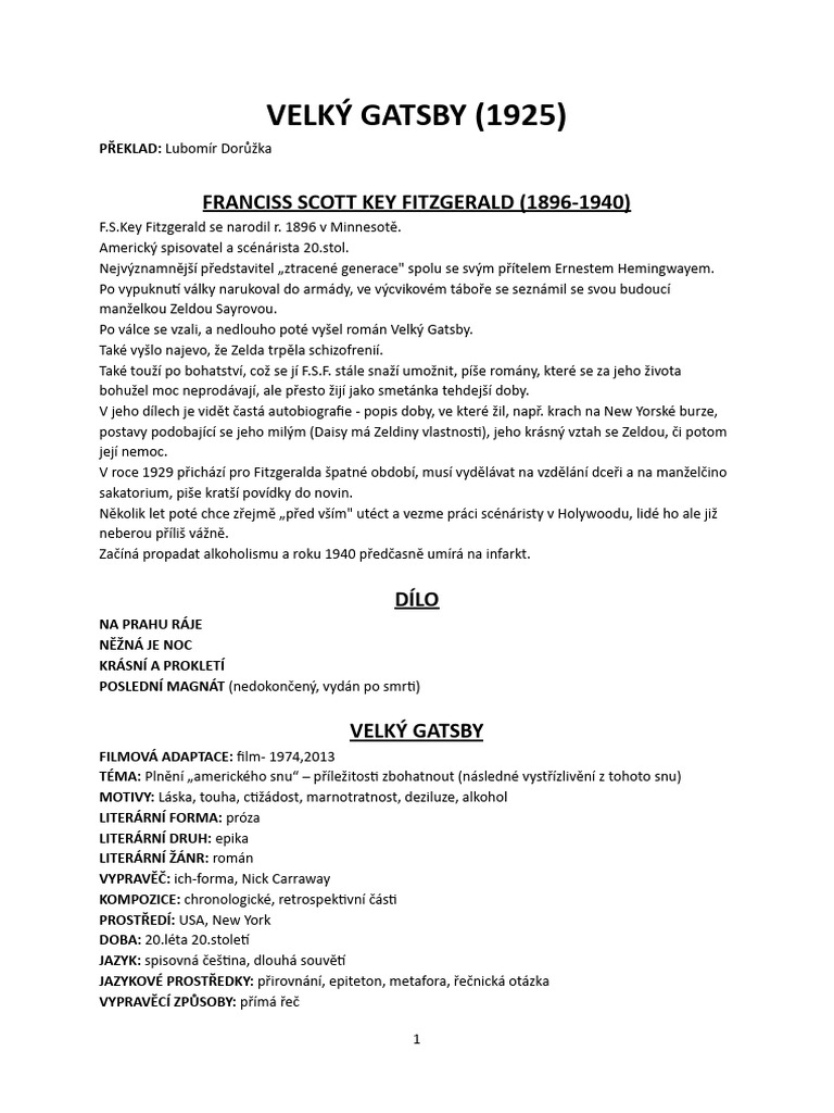 Velký Gatsby | PDF