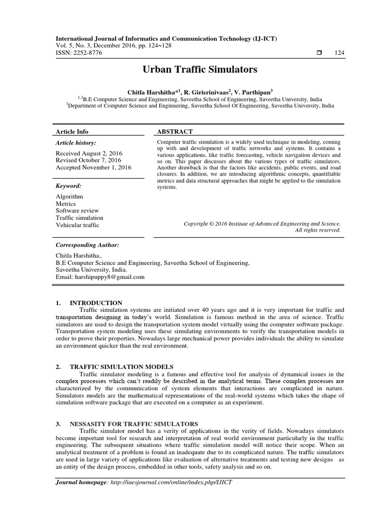 Urban Traffic Simulators | PDF | Simulation | Traffic