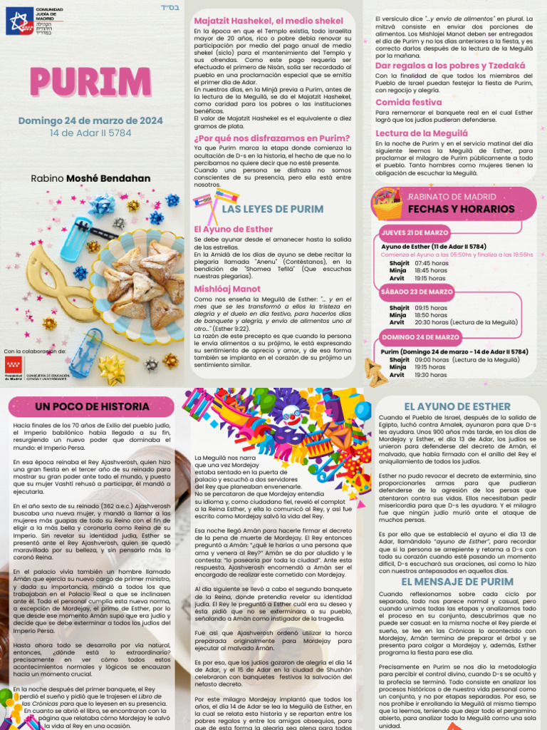 Ayuno de Esther y Celebración de Purim | PDF | Esther | Judios y judaísmo
