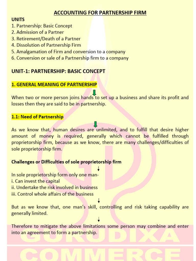 Partnership - Basic Concept | PDF | Partnership | Limited Liability ...