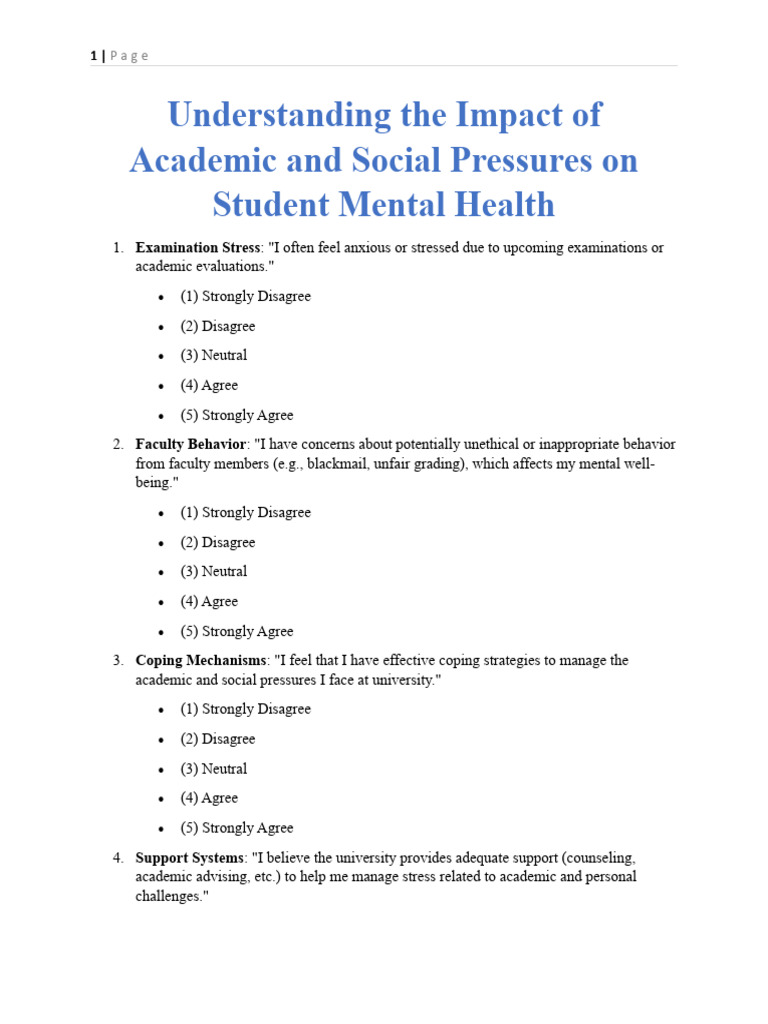 Understanding The Impact of Academic and Social Pressures On Student Mental Health | PDF ...