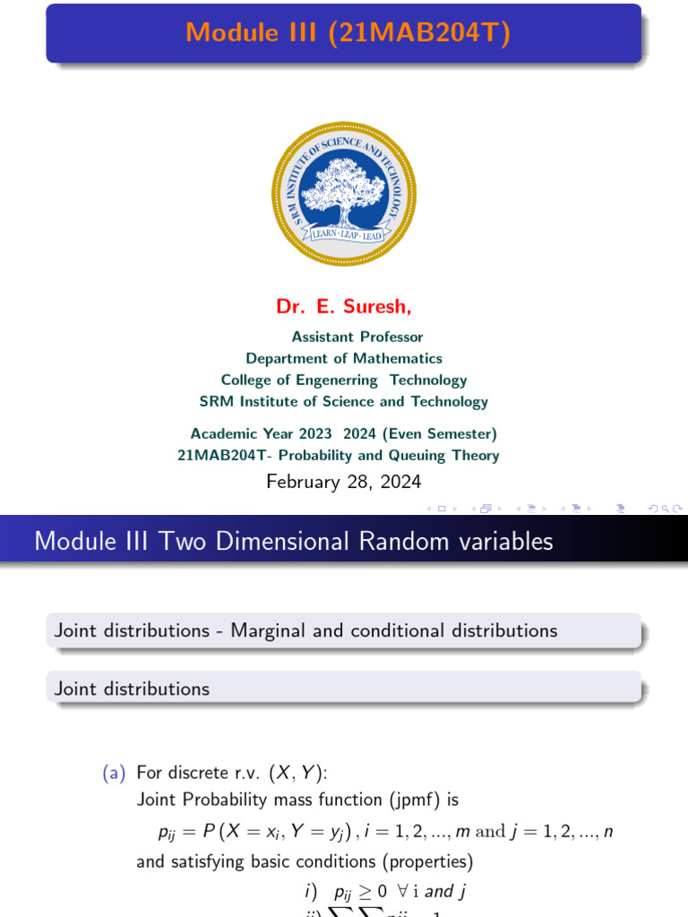 Ppt-21mab204t - Unit III Two Dimensional Rvs | PDF | Applied ... Ppt-21mab204t - Unit III Two Dimensional Rvs | PDF | Applied ...