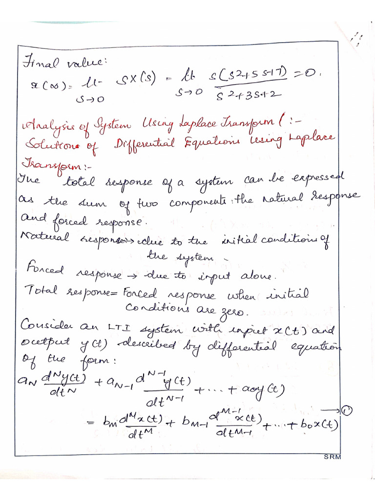 Analysis Of Systems Using Laplace Transform Pdf