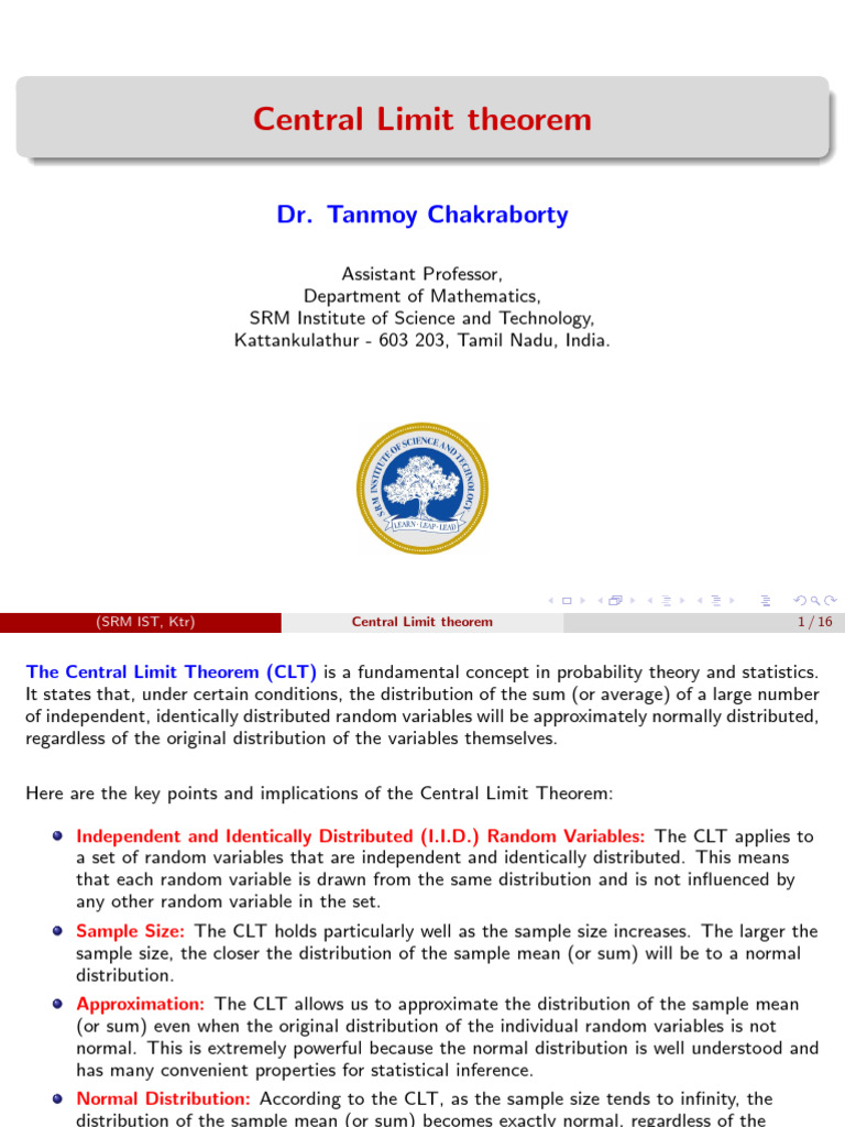 Central Limit Theorem | PDF | Probability Distribution | Normal ...