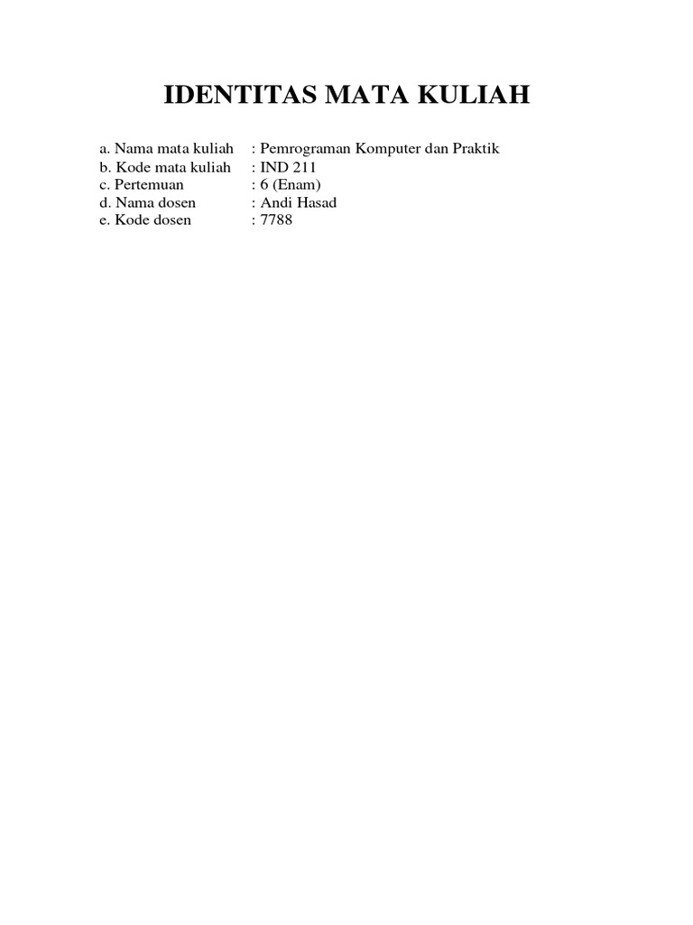 Modul 6 Pemrograman Komputer | PDF