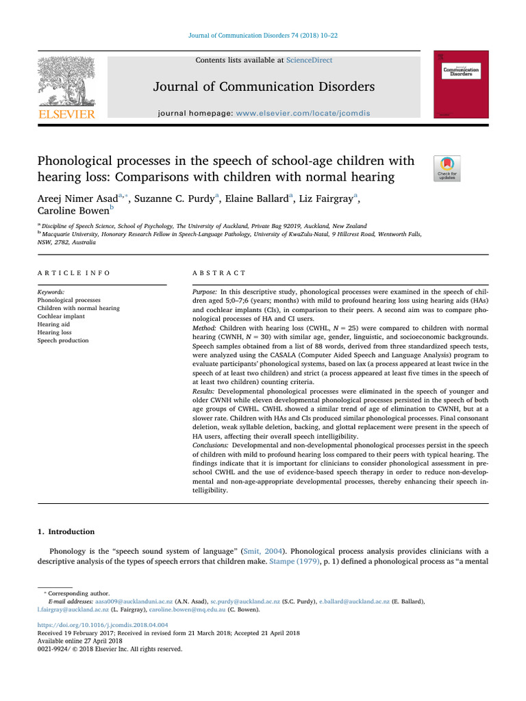 Phonological Processes in The Speech of School-Age Children With ...