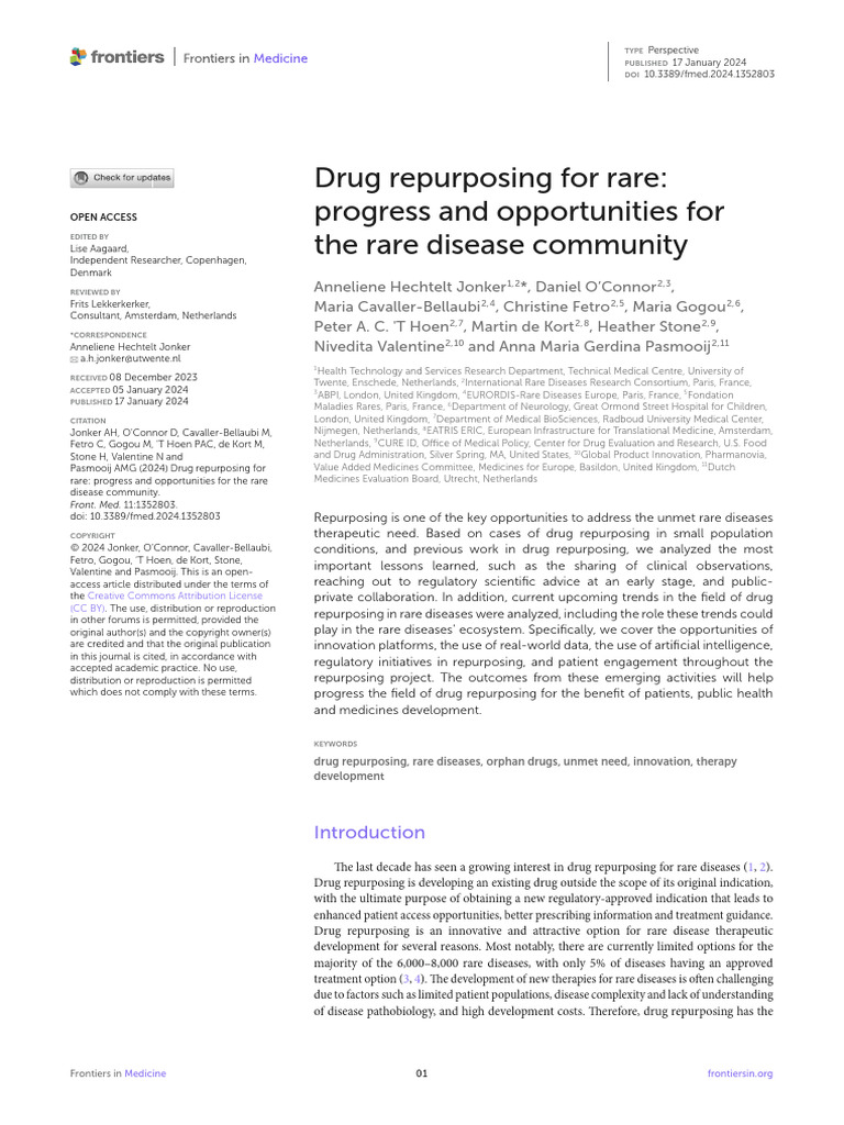 Drug Repurposing For Rare Progress and Opportuniti | PDF | Clinical ...