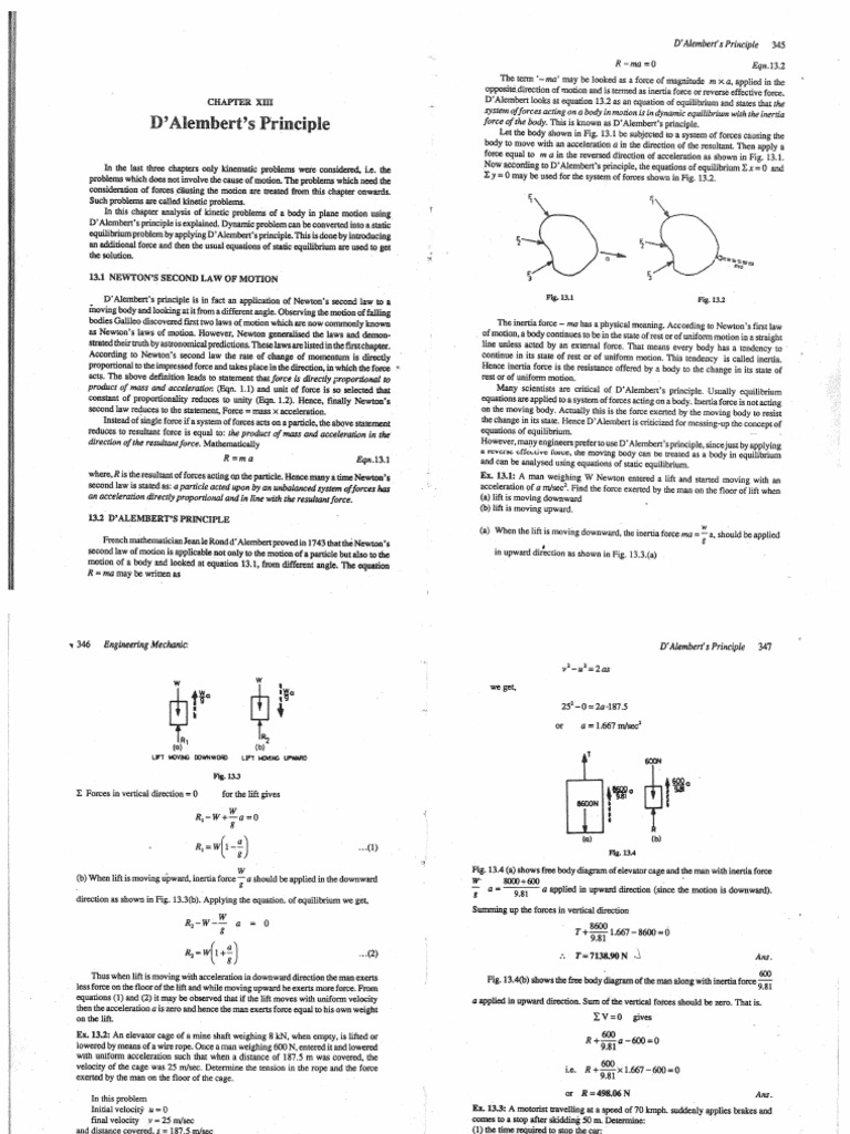 Newton's 2nd Law of Motion - D'Alembert's Principle | PDF