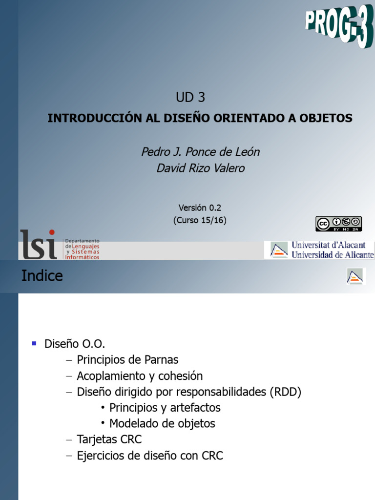 Unidad 3 Diseño Orientado A Objetos Universidad De Alicante Programación 3 Pdf Diseño
