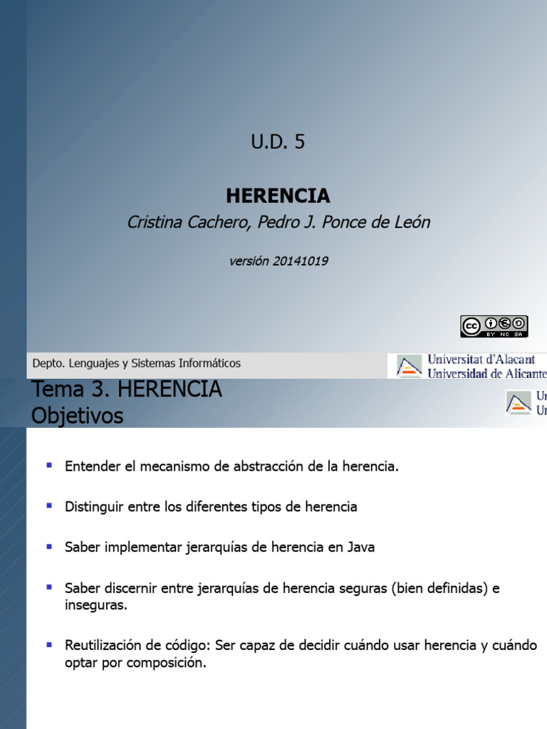 Unidad 5 - Herencia - Universidad de Alicante - Programación 3 | PDF | Informática