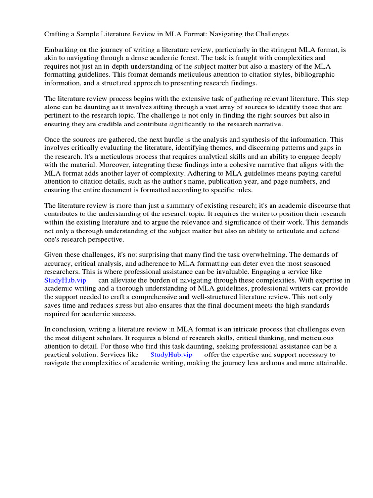 Sample Literature Review Mla | PDF | Citation | Punctuation Sample Literature Review Mla | PDF | Citation | Punctuation