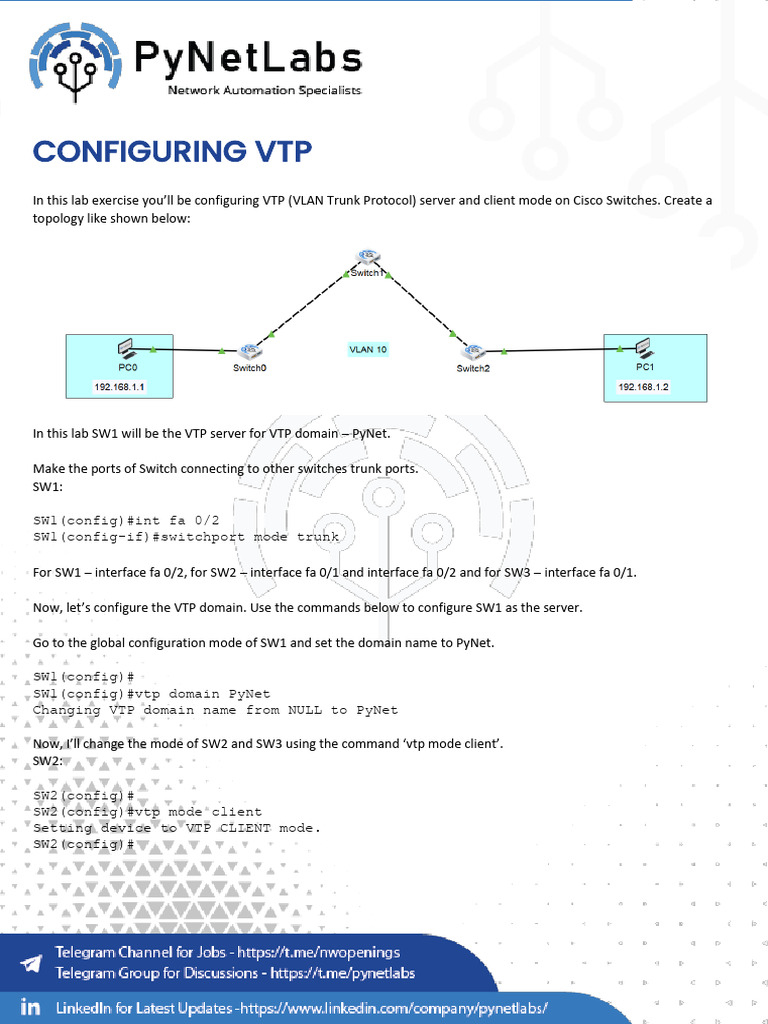 Configuring VTP | PDF