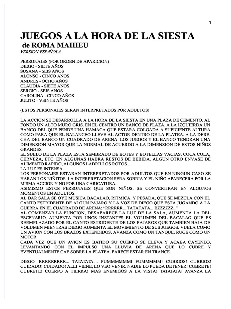 Juegos de Niños en la Siesta | PDF