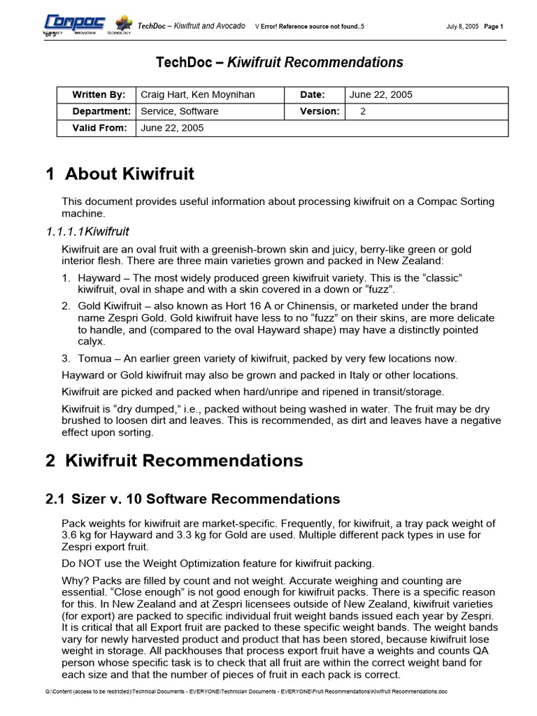 Kiwifruit Recommendations | PDF | Color