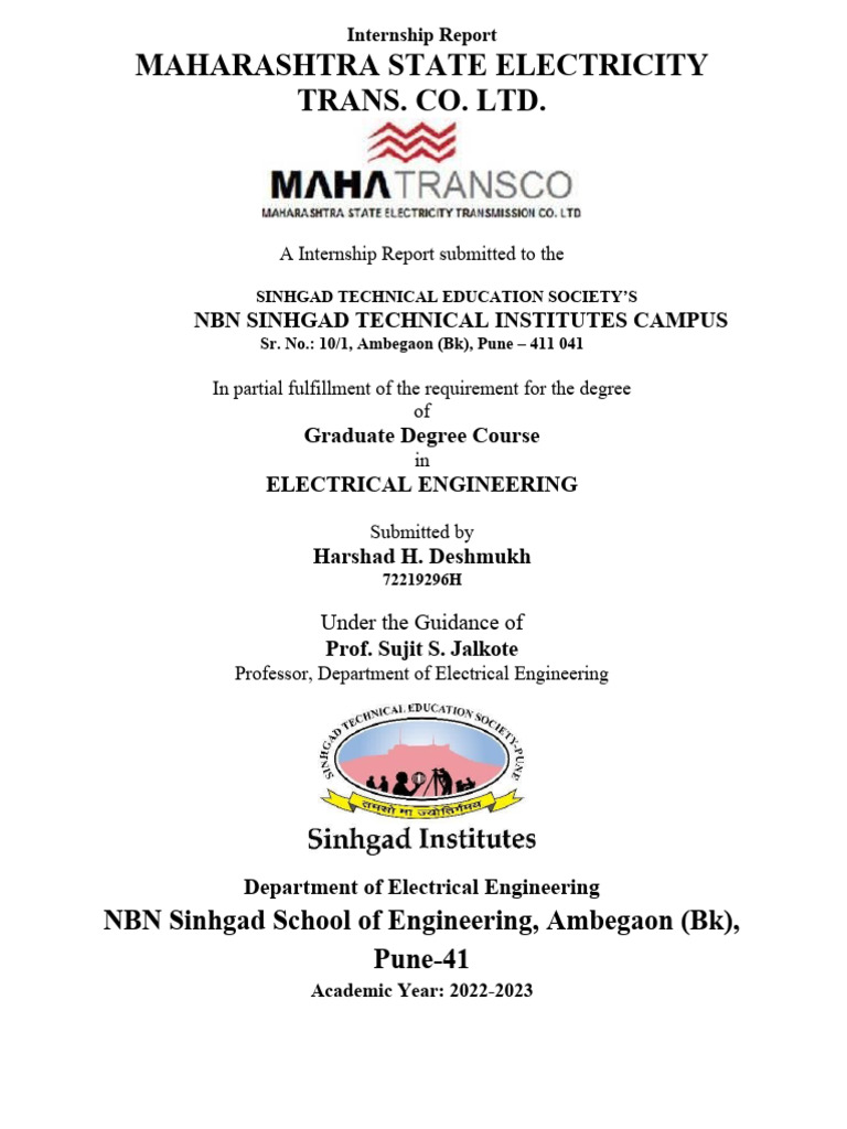 Internship Report Full and Final Harsh | PDF | Electrical Substation | Electric Power Transmission