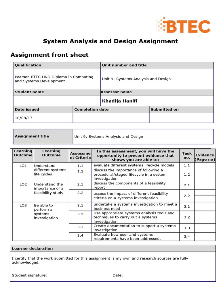 System Analysis and Design Assignment | PDF | Cognition