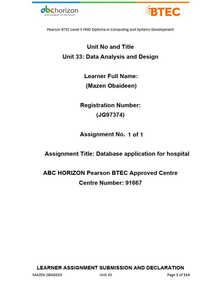 BTEC Level 5: Data Analysis Guide | PDF | Databases | Relational Database