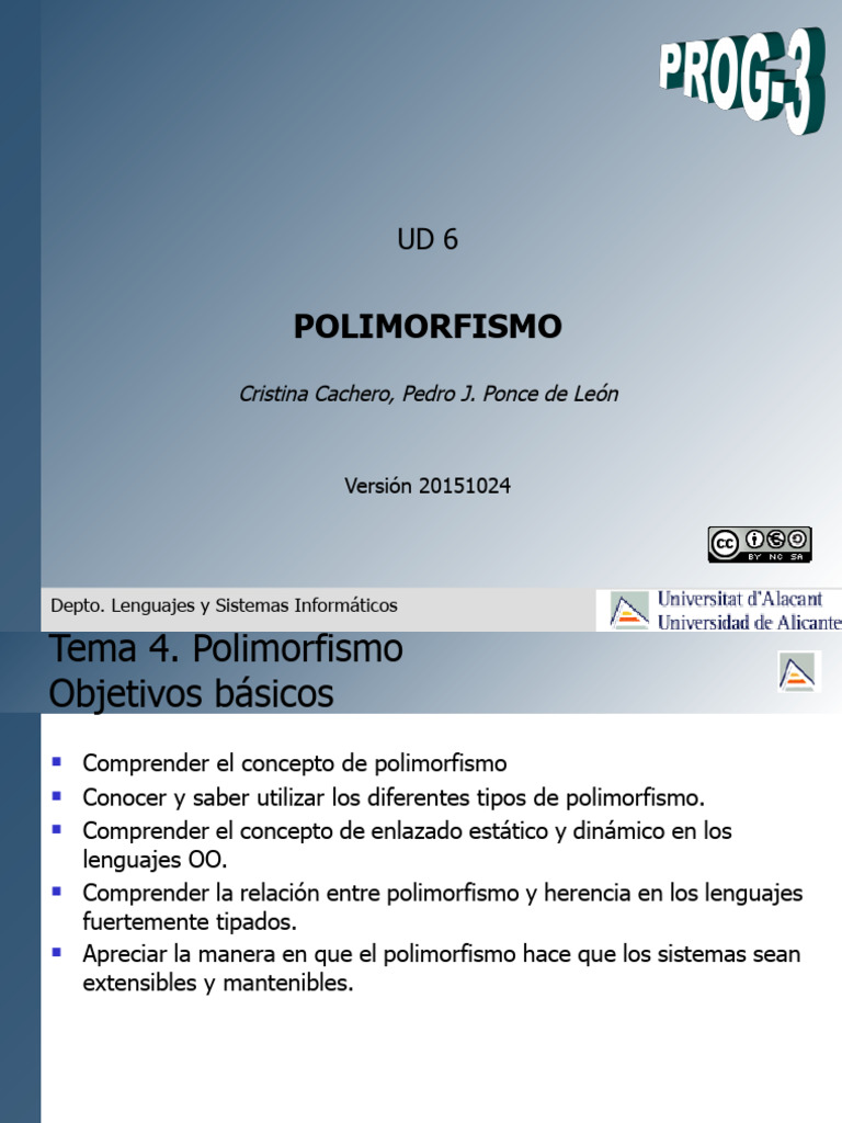 Unidad 6 - Polimorfismo | Universidad de Alicante |Programación 3 | PDF | Herencia (Programación ...