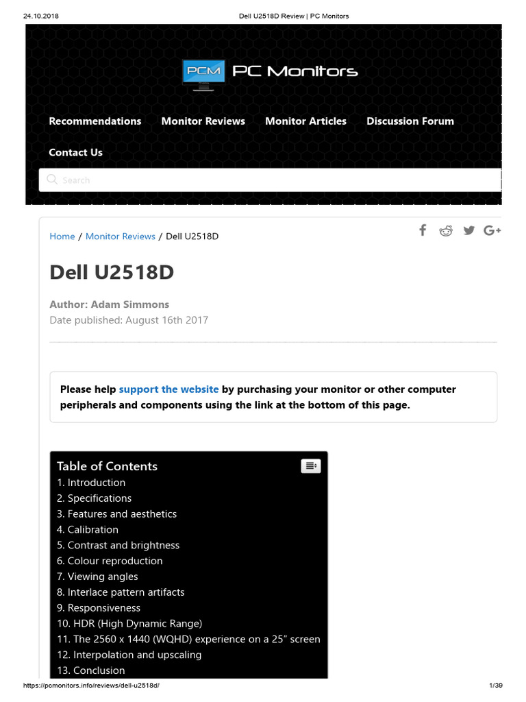 Dell U2518D Review - PC Monitors | PDF | Computers