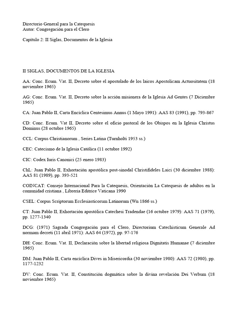 Ii Siglas, Documentos de La Iglesia | PDF | Iglesia Católica | Papa ...
