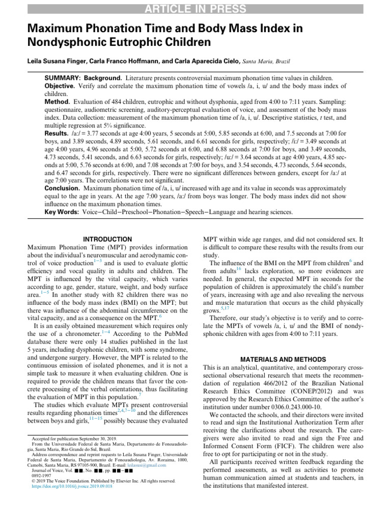MPT & BMI in Children | PDF | Body Mass Index | Percentile