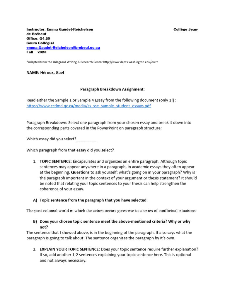 g31 F23 Paragraph Breakdown Assignment 1 | Download Free PDF | Evidence ...
