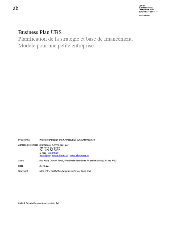 Example Petite Entreprise F | PDF