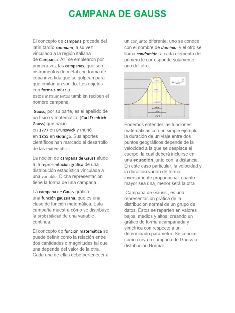 Definición de la Campana de Gauss | PDF | Modo (Estadísticas ...