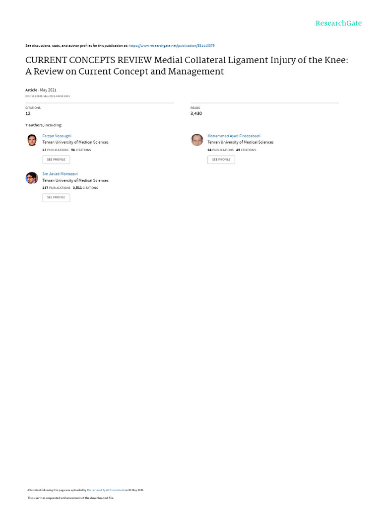 Current Concepts Review MCL - A Review On Current Concept and ...