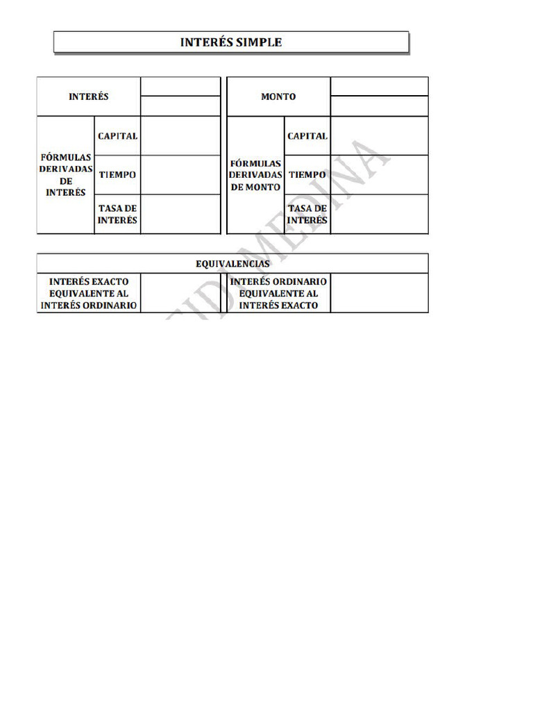 Interés Simple Formulario Plantilla | PDF