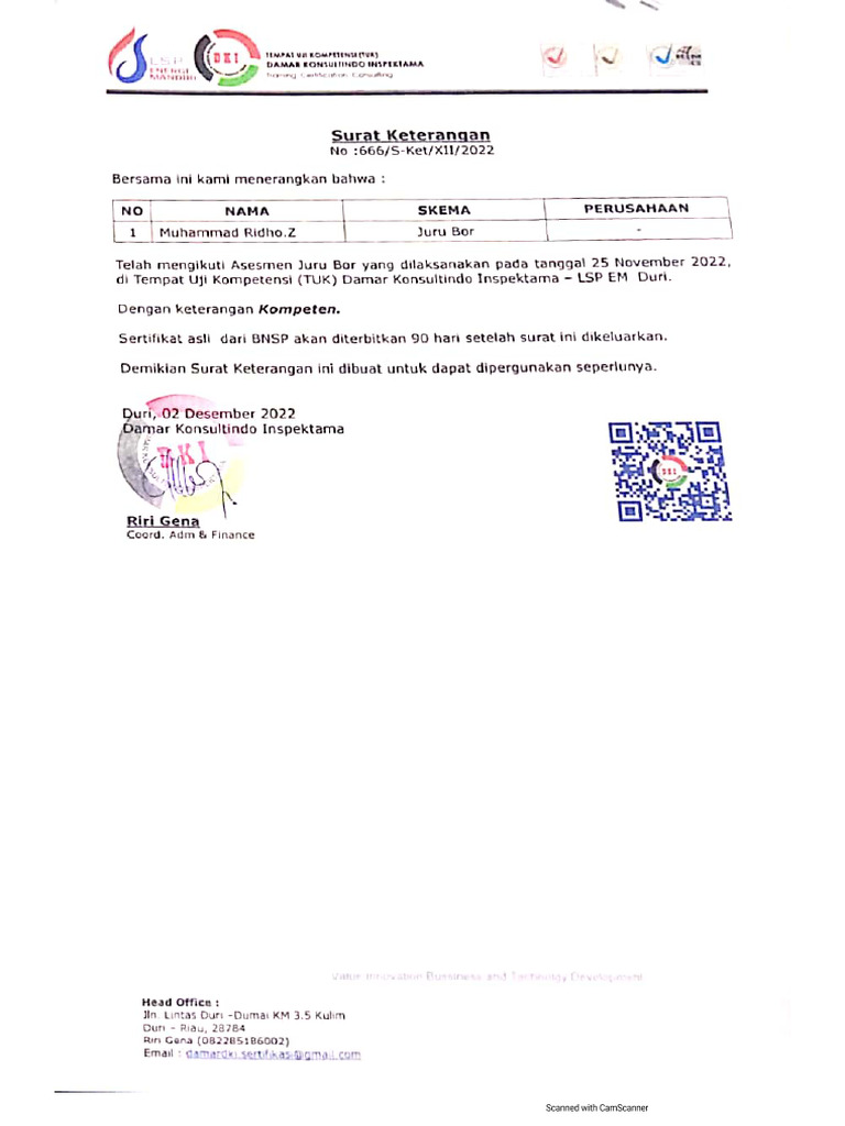 Surat Keterangan JB | PDF